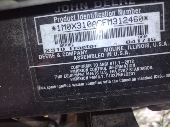 Tractor Zoom - 2015 John Deere X310